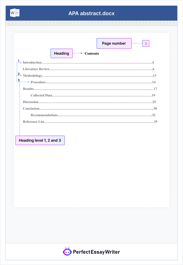 Apa Writing Style Table Of Contents Cabinets Matttroy